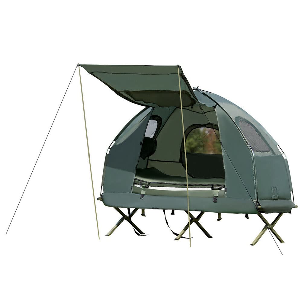 1-Person Compact Portable Pop-Up Tent/Camping Cot with Air Mattress Sleeping Bag