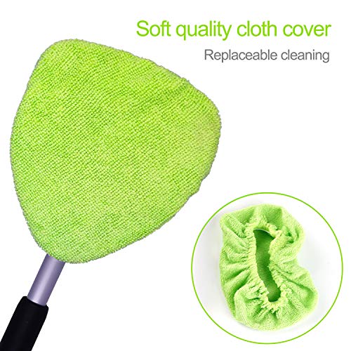5 Pack Car Care Replaced Microfiber Clothes for XINDELL Windshield Cleaning Brush Cotton Terry Washable Car Washing Pads - 5 Inch Diameter (Green,Triangle)