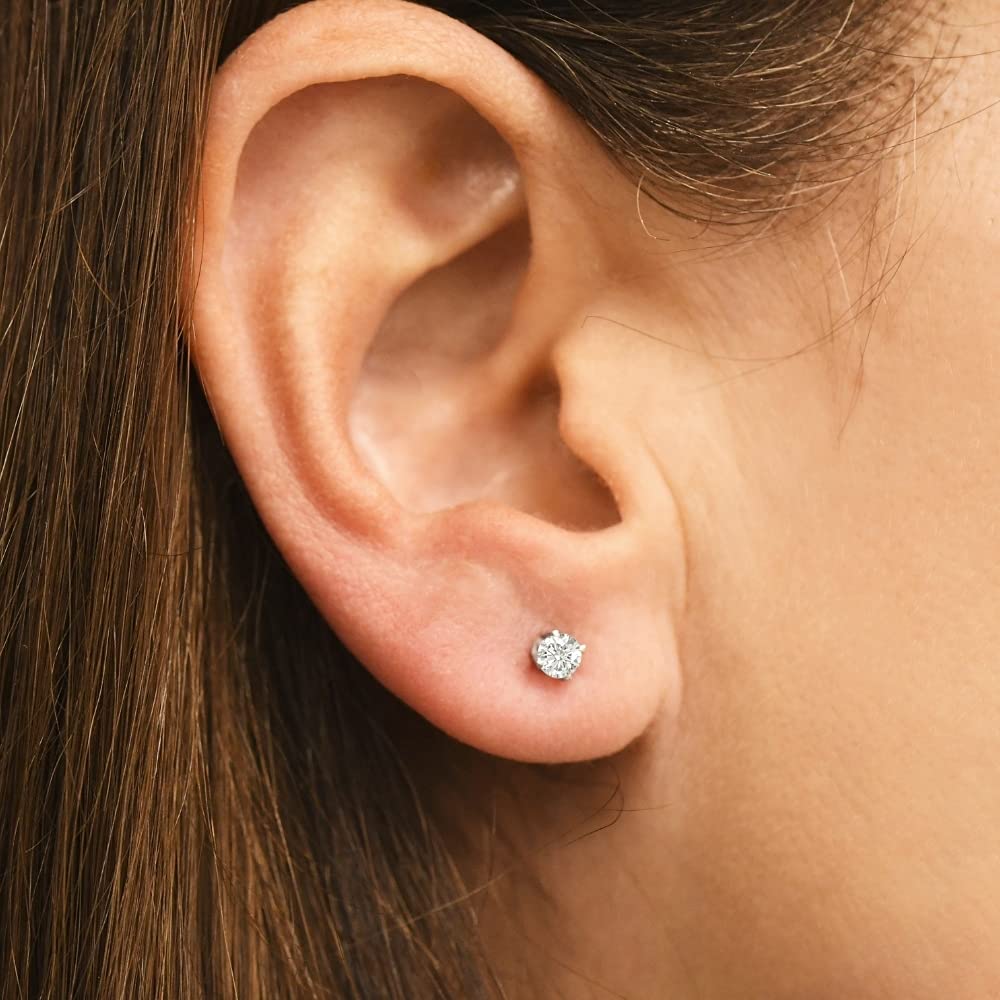 1/3Ct Round Brilliant Cut Natural Diamond Stud Earrings in 14K Yellow Gold