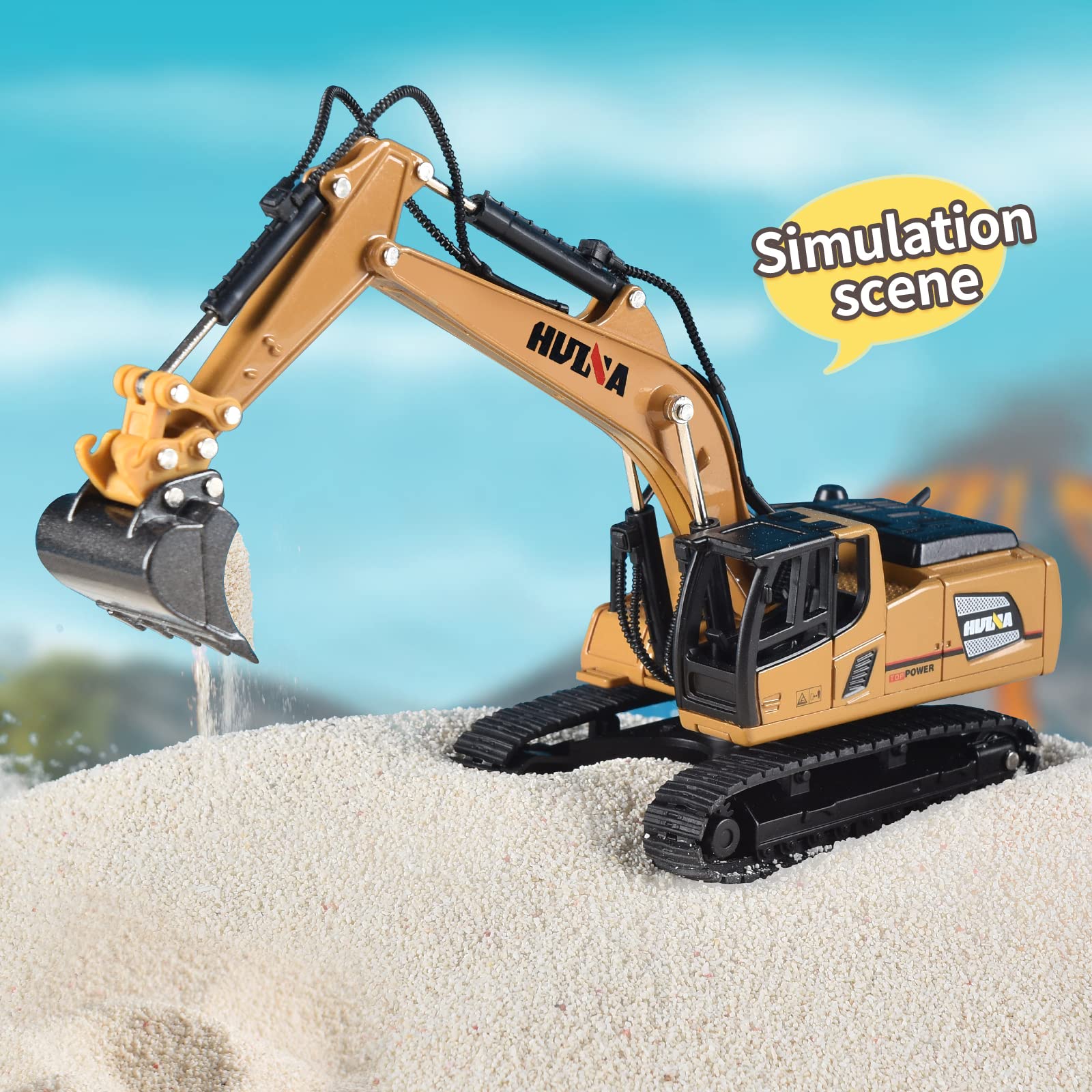 1/60 Scale Mini Metal Excavator Toy, Diecast Construction Vehicles Small Digger Truck Toy for Boys Kids
