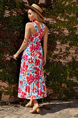 2023 Women's Summer Halter Neck Flowy A Line Floral Maxi Long Dresses Multicolor S