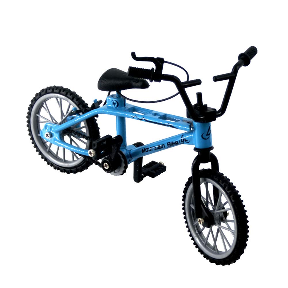 1/18 Diecast Bike Action Figure Toy,Mini Finger Mountain Bike Bicycle Art Crafts Desktop Decor - Blue