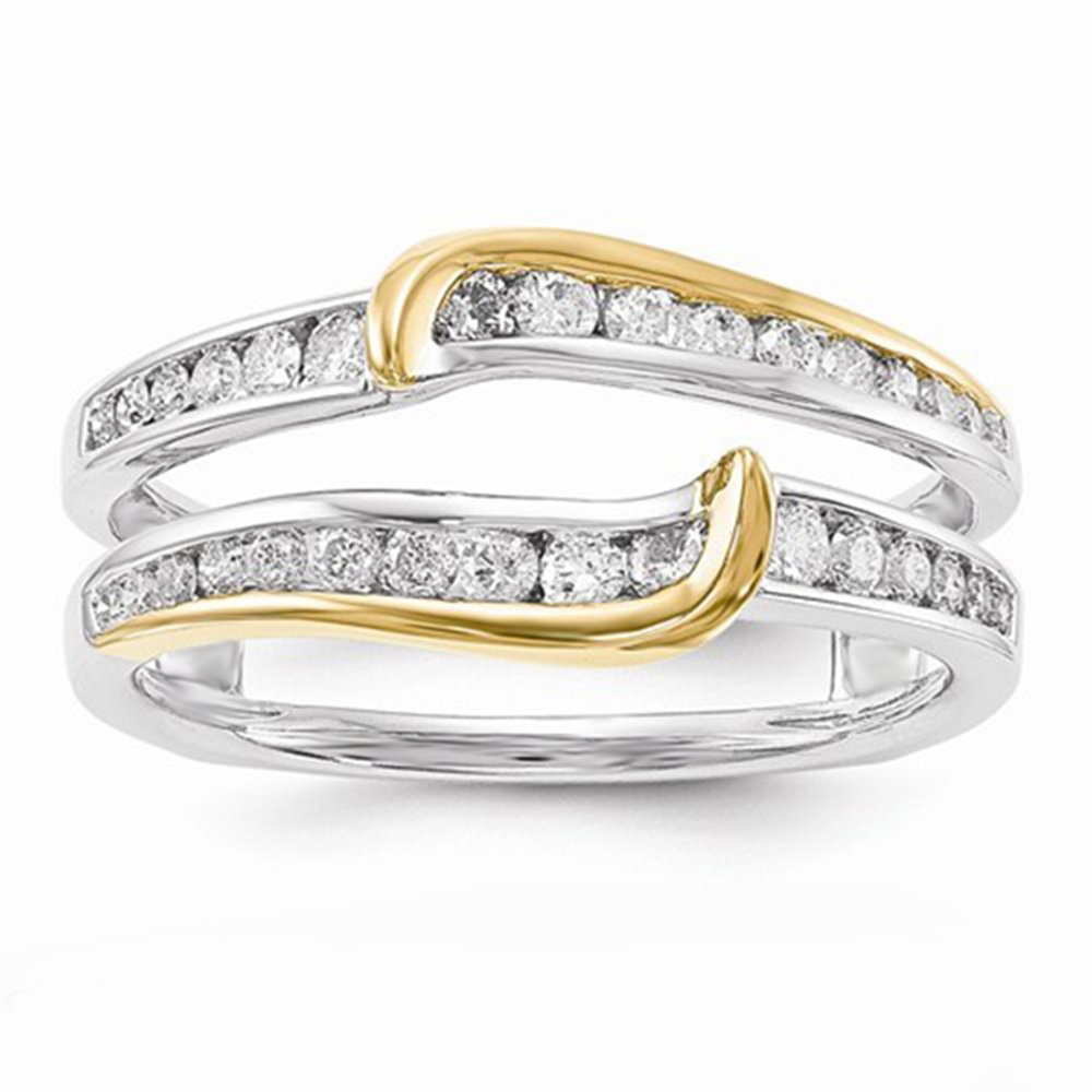 1/2ct 0.50ct Channel Set Solitaire Enhancer Simulated Diamonds Ring Guard Wrap 2-Tone Gold Plated 8