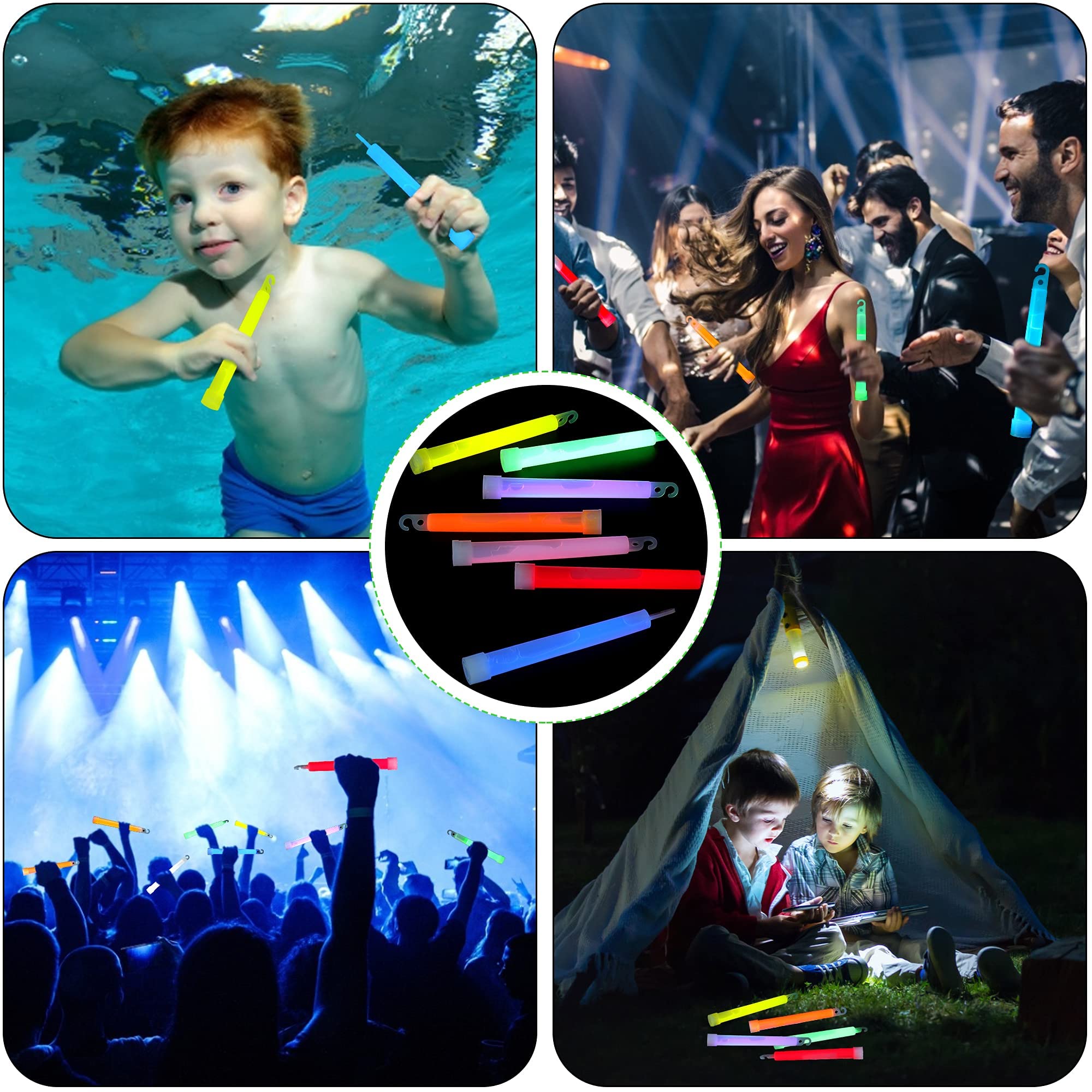 AIVANT Ultra Bright Large Glow Sticks - Long Last Lighting Over 12 Hours for Parties and Kids Playing, Emergency Light Sticks for Hurricane Supplies, Earthquake, Survival Kit and More