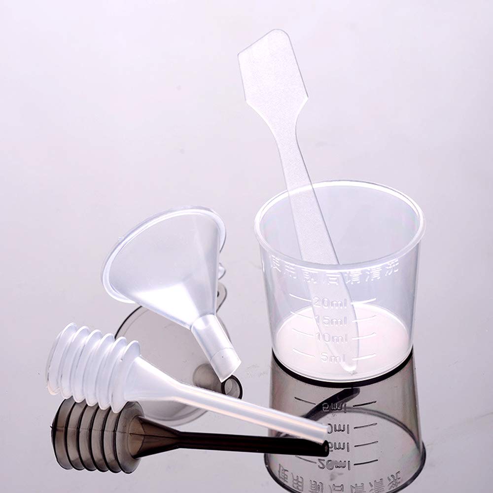 20 Pack Mini Clear Plastic Funnels with 2 Pcs Mini Pipette and Spoon for Filling Small Bottles or Containers Atomizers Perfume Liquid Essential Oils Spice Powder Lab Lotion Craft Spice