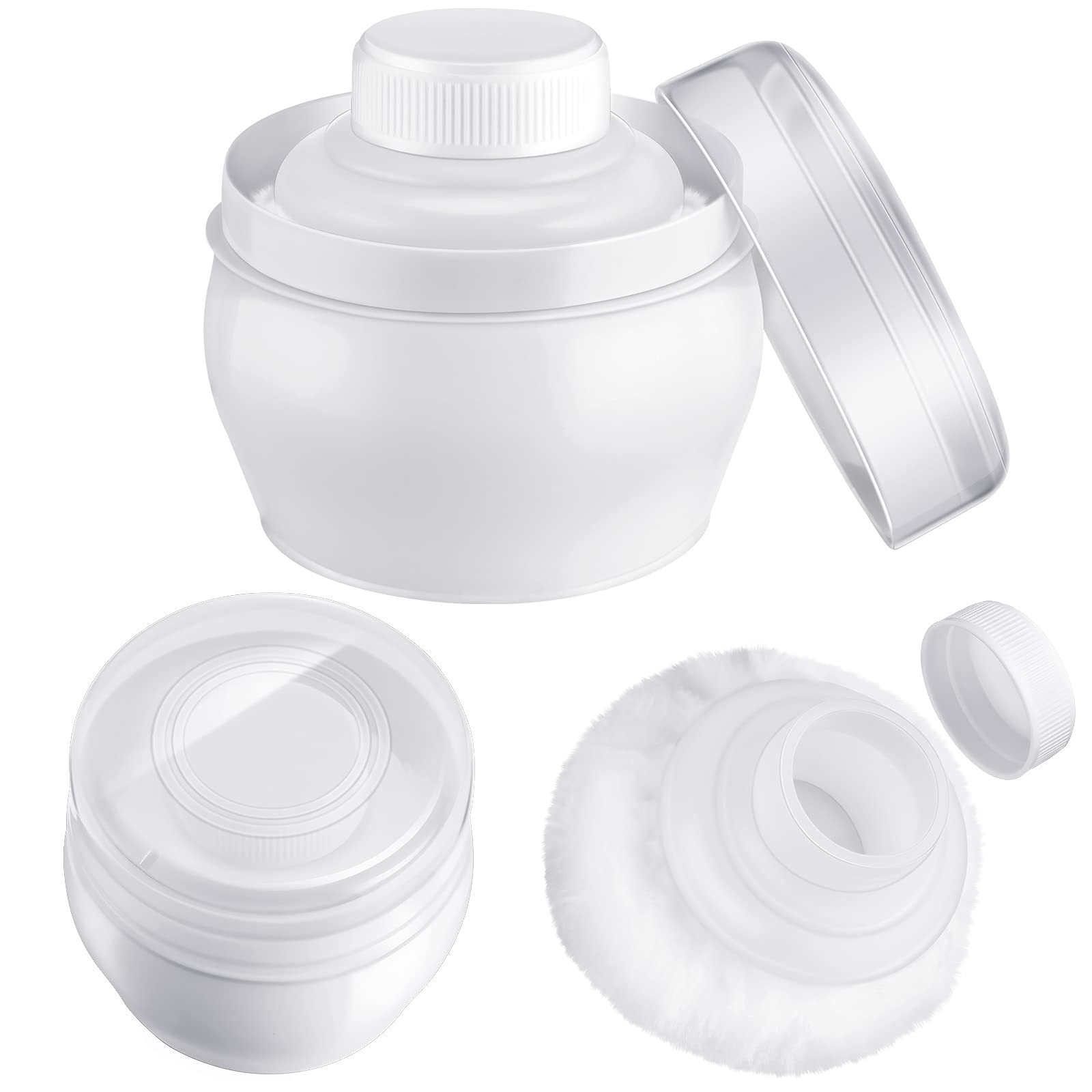 4 Pcs Body Powder Container After Bath Baby Fluffy Puff Kit Baby Body Care Cosmetic Bath Powder Container with a Large Handle Puff Box for Home Travel