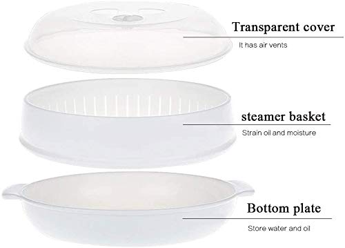 1-Tier Microwave Steamer Heating Steamer for Home Kitchen White (Round)