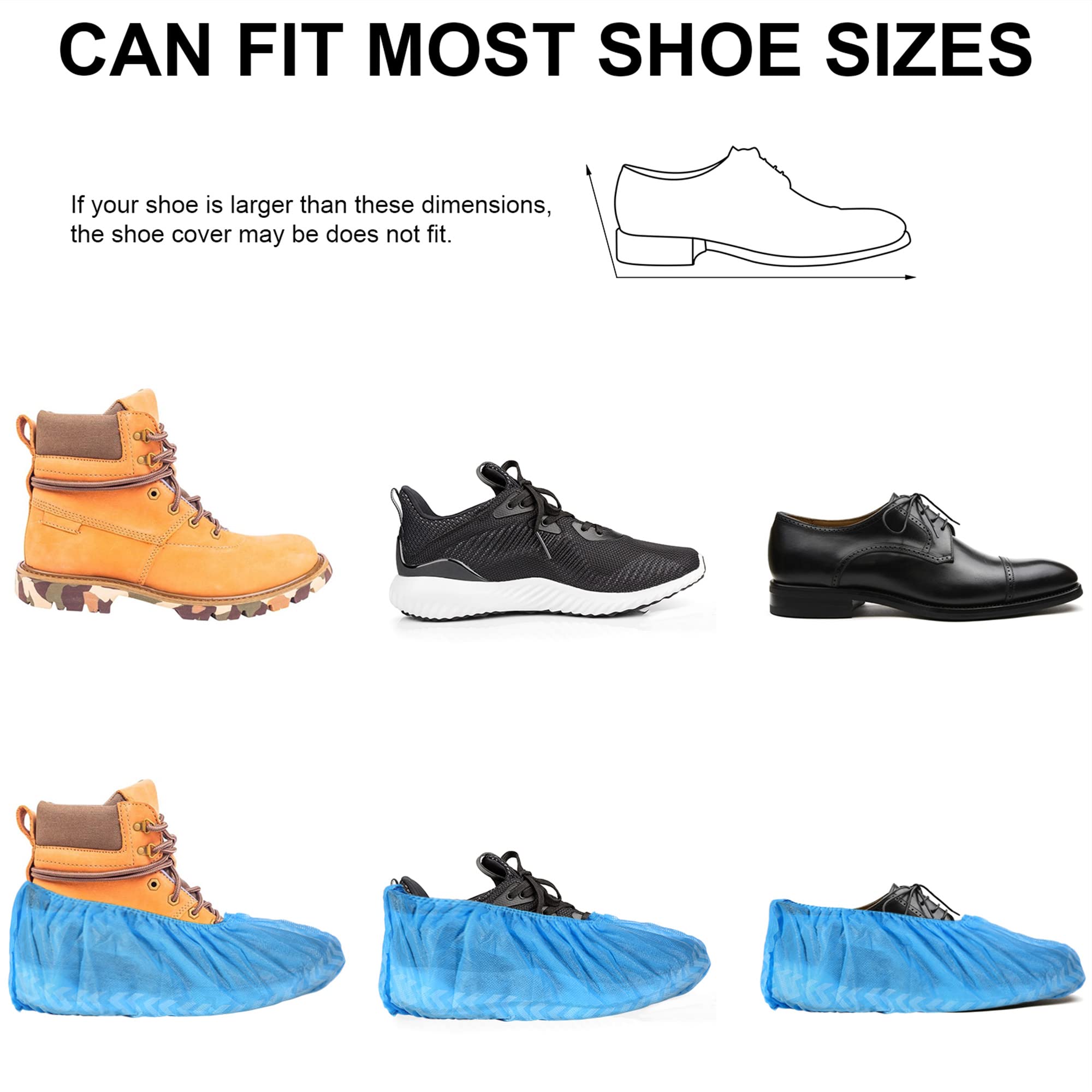 AIWIEP Shoe Covers Disposable Non-Slip for Indoor 100 Pack (50 Pairs), Disposable Boot & Shoe Covers | Durable, Recyclable, Water Resistant | Protect Your Home, Floors and Shoes
