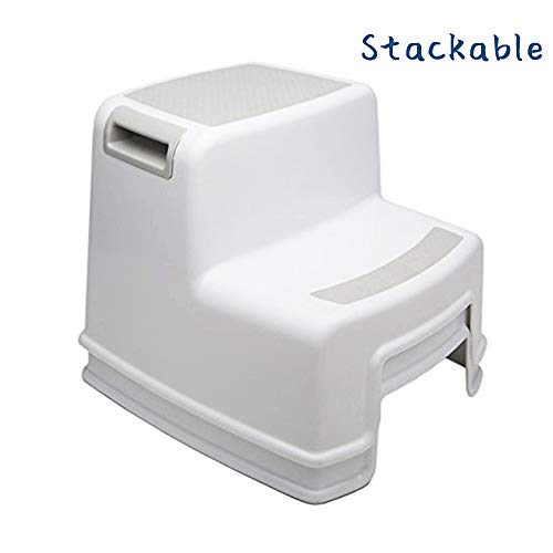 2 Step Stool for Kids(1 Pack, Drak Pink) - Toddler Step Stools for Toilet Potty Training, Bathroom and Kitchen - Slip Resistant Soft Grip for Safety, Stackable