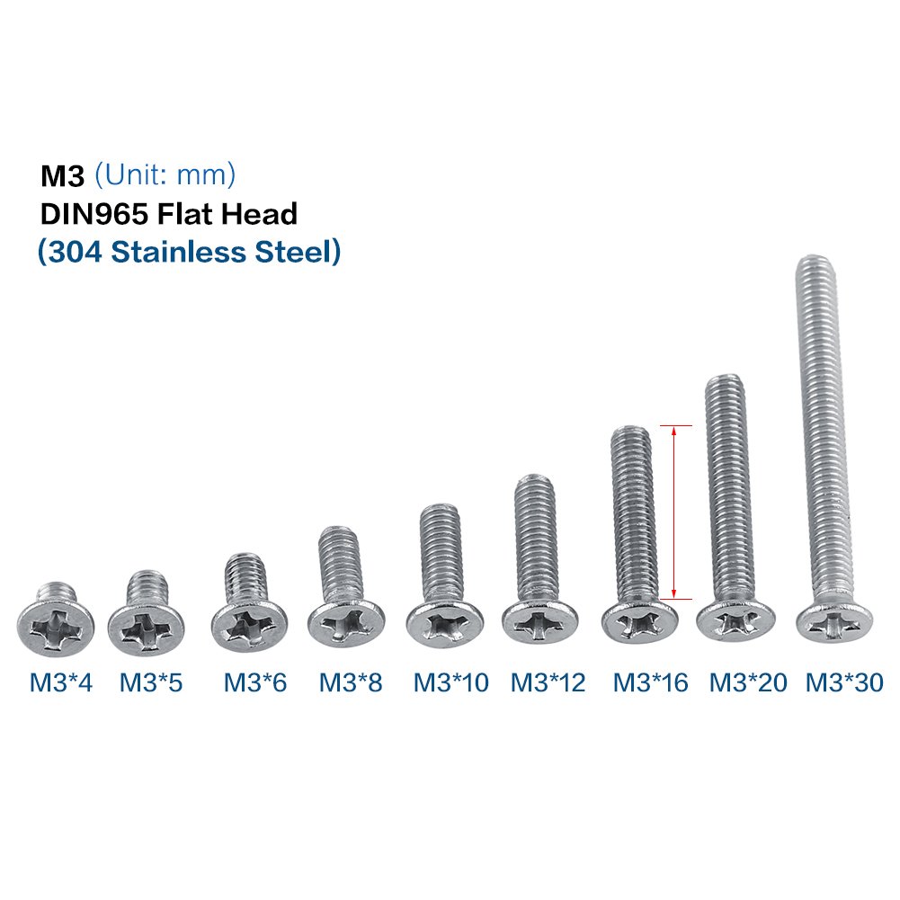 100pcs M3 Flat Head Countersunk Screw Kit, Flat Head Screw M3*4mm Stainless Steel Machine Countersunk Screws Bolt Fastener Used in Home and Office Appliance (4mm)