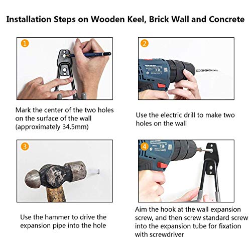 2 Pack Garage Storage Utility Hooks,Garage Garden Tool Organizer,Steel Wall Mount Hooks, Garden Small U Hooks (Black)