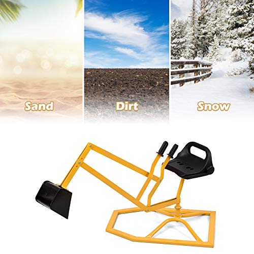 GLACER Sandbox Digger, 360° Rotation Kid Excavator Toy Crane with Base, Steel Outdoor Play Digging Toys for Sand, Dirt, Snow, Beach, Ride on Sand Digger for Kids…