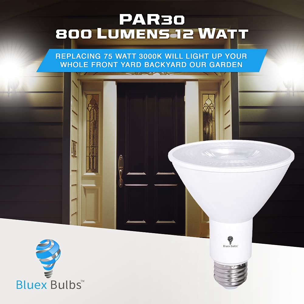 10 Pack PAR30 Outdoor LED Flood Light Bulb 12W 100 Watt Equivalent 900 Lumens Dimmable Waterproof E26 3000K Warm White LED Flood Light Bulbs for Security Led Spotlight Bulb Led Recessed Light Bulbs
