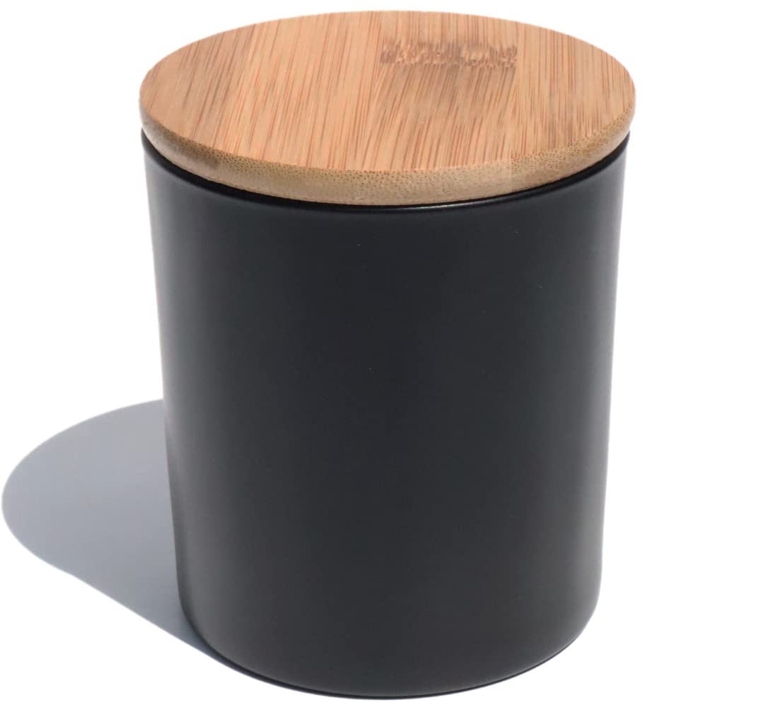 10 oz Black Matte Candle Jars W/Bamboo Lids (Set of 12 pcs)