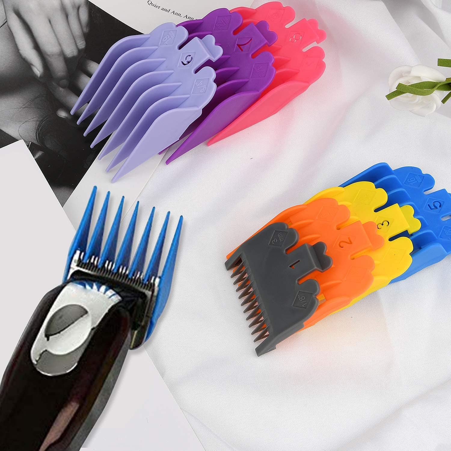 10 Pcs Hair Clipper Combs Guides, Professional Colorful Clipper Attachments Guide Combs 1/16β to 1β, Replacement Guards Set Compatible with Most Wahl Clippers