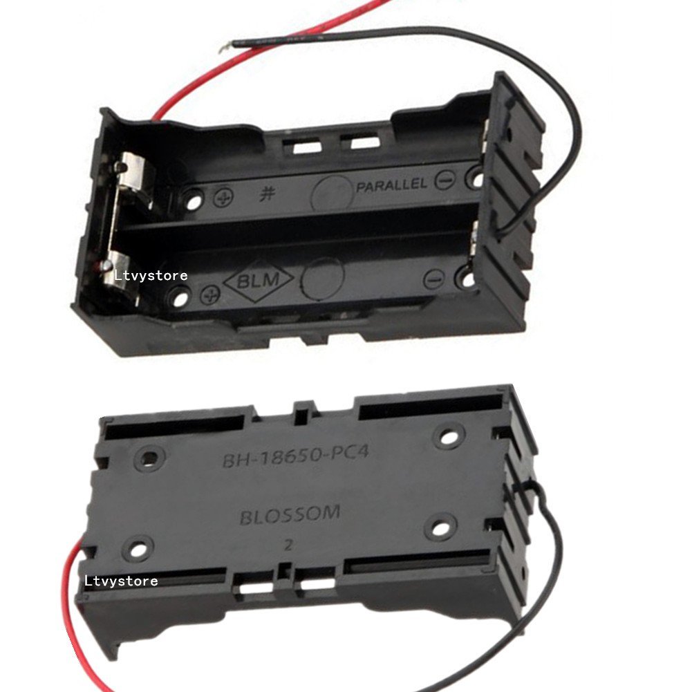 18650 Battery Case Holder, 4 Pcs 2 Slots x 3.7V DIY Battery Storage Box, in Parallel Black Plastic Batteries Case for 2 x 18650 Ltvystore