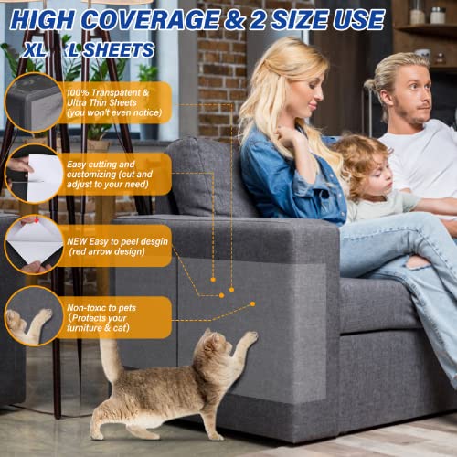 10 Pcs Extra Large Furniture Protectors from Cats, 5pcs 17" x12β & 5pcs 17"x10" Cat Scratch Deterrent Sheet, Double-Sided Training Tape, Cat Scratch Couch Protector