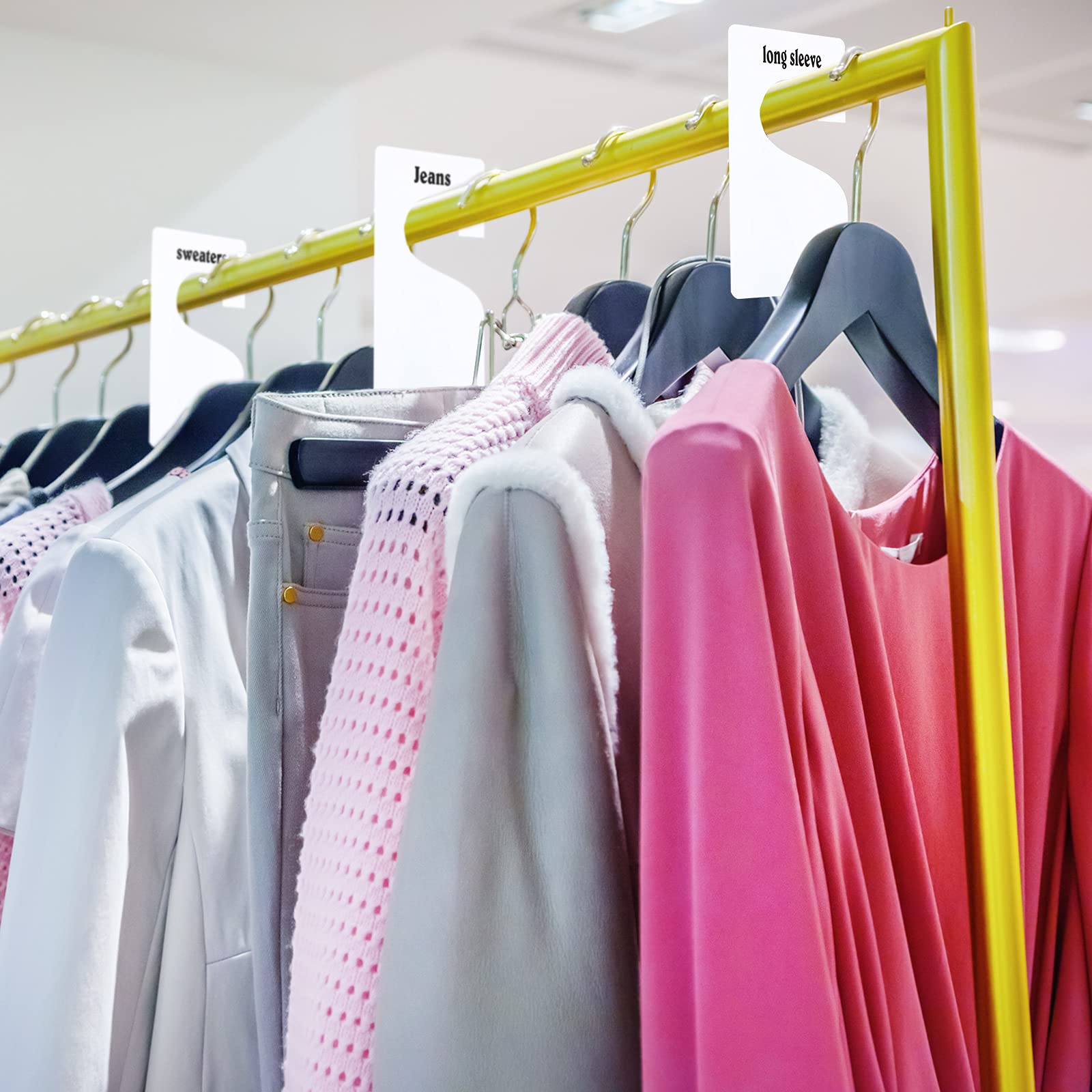 20 Pieces Blank Clothing Rack Divider Clothing Rack Size Dividers Acrylic Baby Closet Dividers Rectangular Large Closet Dividers and 144 Pieces Sorting Labels for Home Closet Cloth Store DIY Craft