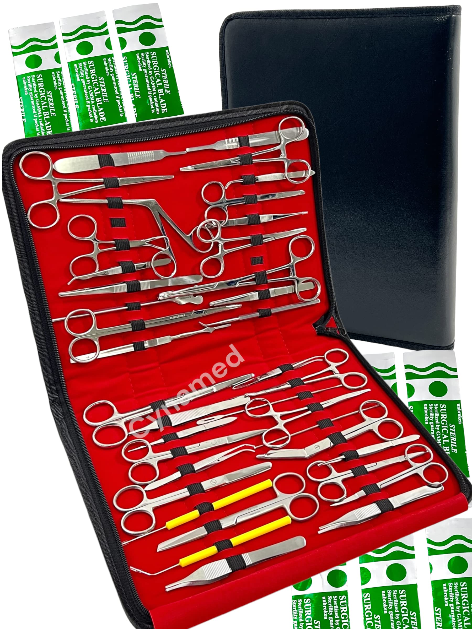 157 Pcs Advanced Dissection SET For Anatomy & Biology Students With 1 SCISSORS ! FORCEPS ! HEMOSTAT-! Blades - Case - Lab Veterinary Botany Stainless Steel Set For Frogs Animals etc