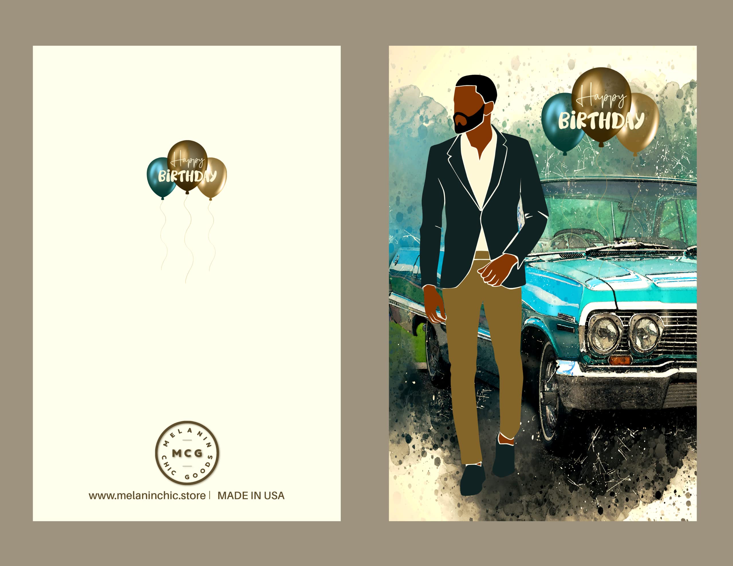 6 Pack African American Birthday Greeting Cards, Masculine Birthday Card, Black Men King Happy Birthday card for Husband