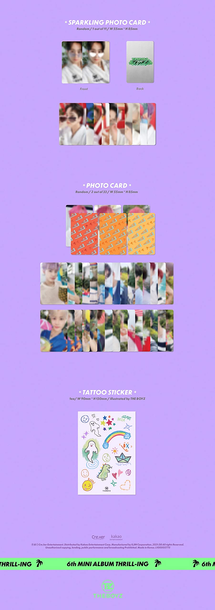 Cre.ker Entertainment THE BOYZ - THRILL-ING (6th Mini Album) Album+Extra Photocards Set (KICK ver.), 122513