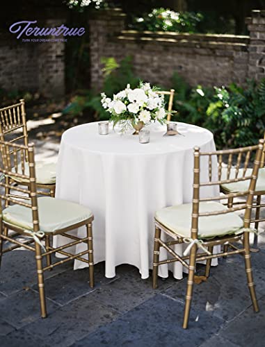 10 Packs Premium Round Tablecloth 90 Inch White Polyester Table Cloth Bulk Washable Polyester Fabric Tablecloths Table Cover for Wedding Party Banquet Buffet Table Holiday Dinner (White, 90 Inch)