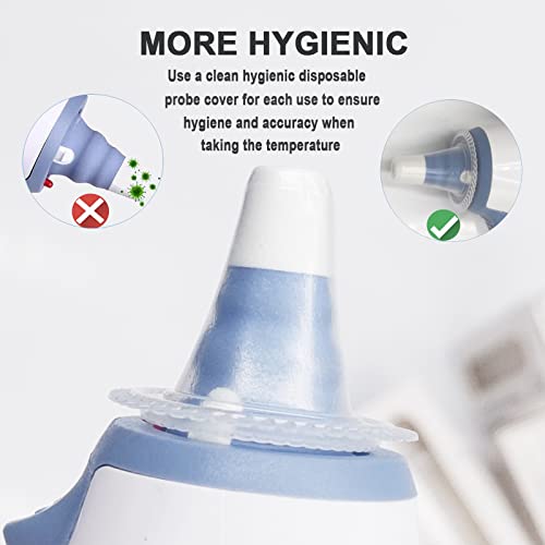 100pcs-Disposable Ear Thermometers Probe Covers, Soft Ergonomic Earmuffs Non Contact Ear Replacement Ear Thermometer Lens Filters for All Braun Digital Thermometers Sleeve