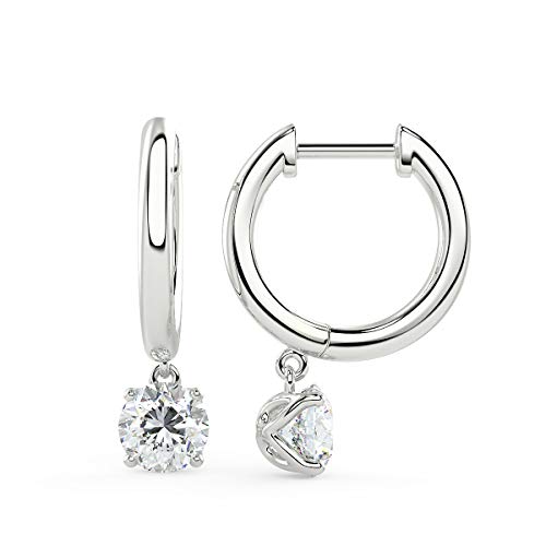 1/2 Carat Lab Grown Diamond Huggie Hoop Earrings for Women I 14k White Gold Earrings (G-H, VS1-VS2, 0.50 cttw) Dangling Drop Earrings I Brilliant Cut Diamond Hoops by Carbon Atelier