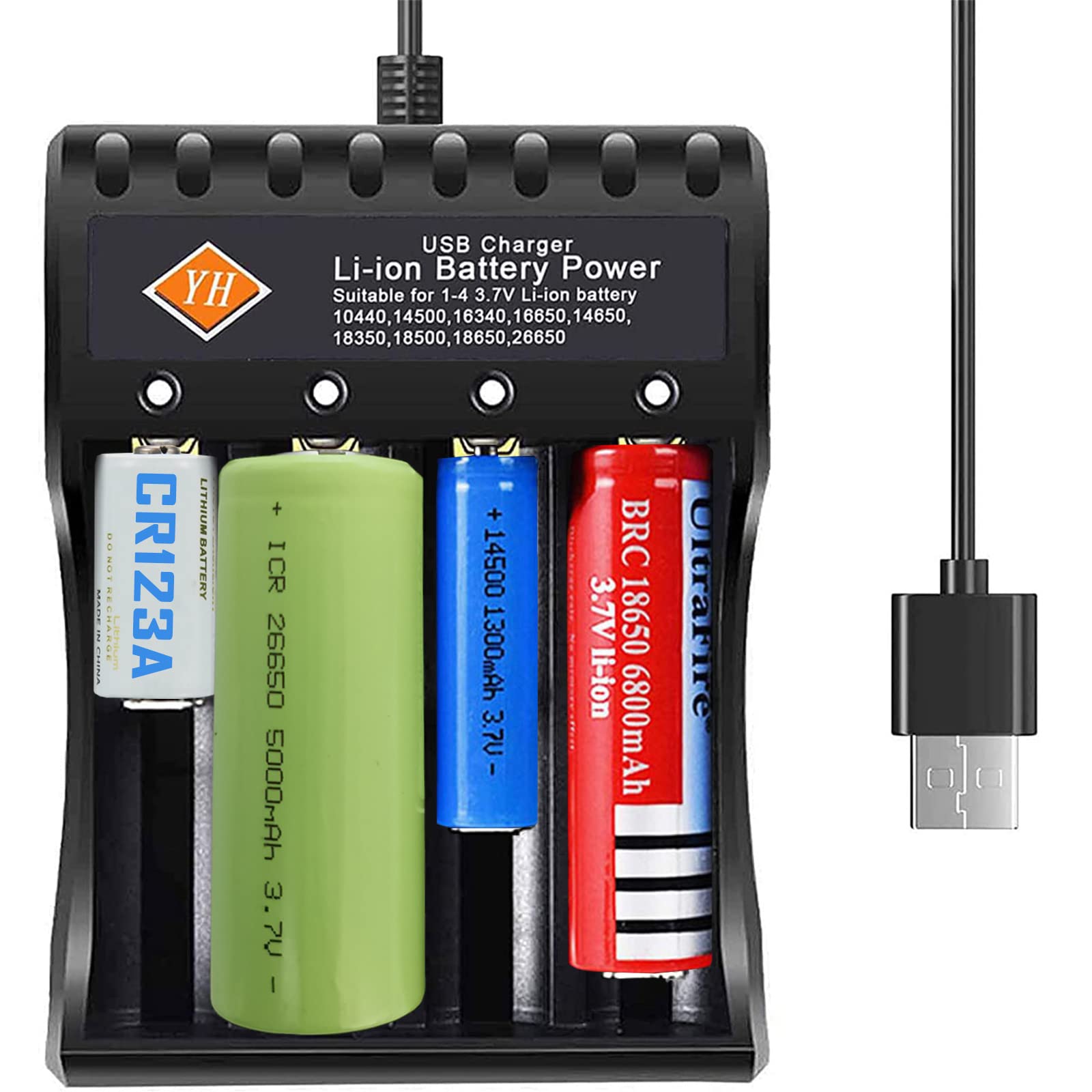 18650 battery Charger，4-Slot Intelligent Battery Charger for 3.7V Li-ion 3.7V Li-ion 18650,26650,18500,18350,16650, 16340 Rechargeable Battery(no battery)