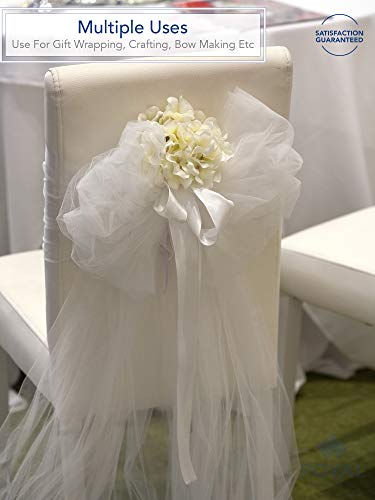 54β Fabric Tulle Bolt for Wedding Party Decoration Bridal Shower - Tutu Roll, Netting Spool Ribbon Wrapping, White, 40 YDS