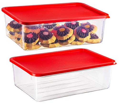 2 Pack - Zilpoo Plastic Food Storage Containers with Lid, Refrigerator, Freezer Covered Cake Keeper, Cupcake Carrier, Christmas Cookie Holder, Lunch Box, 169 oz.