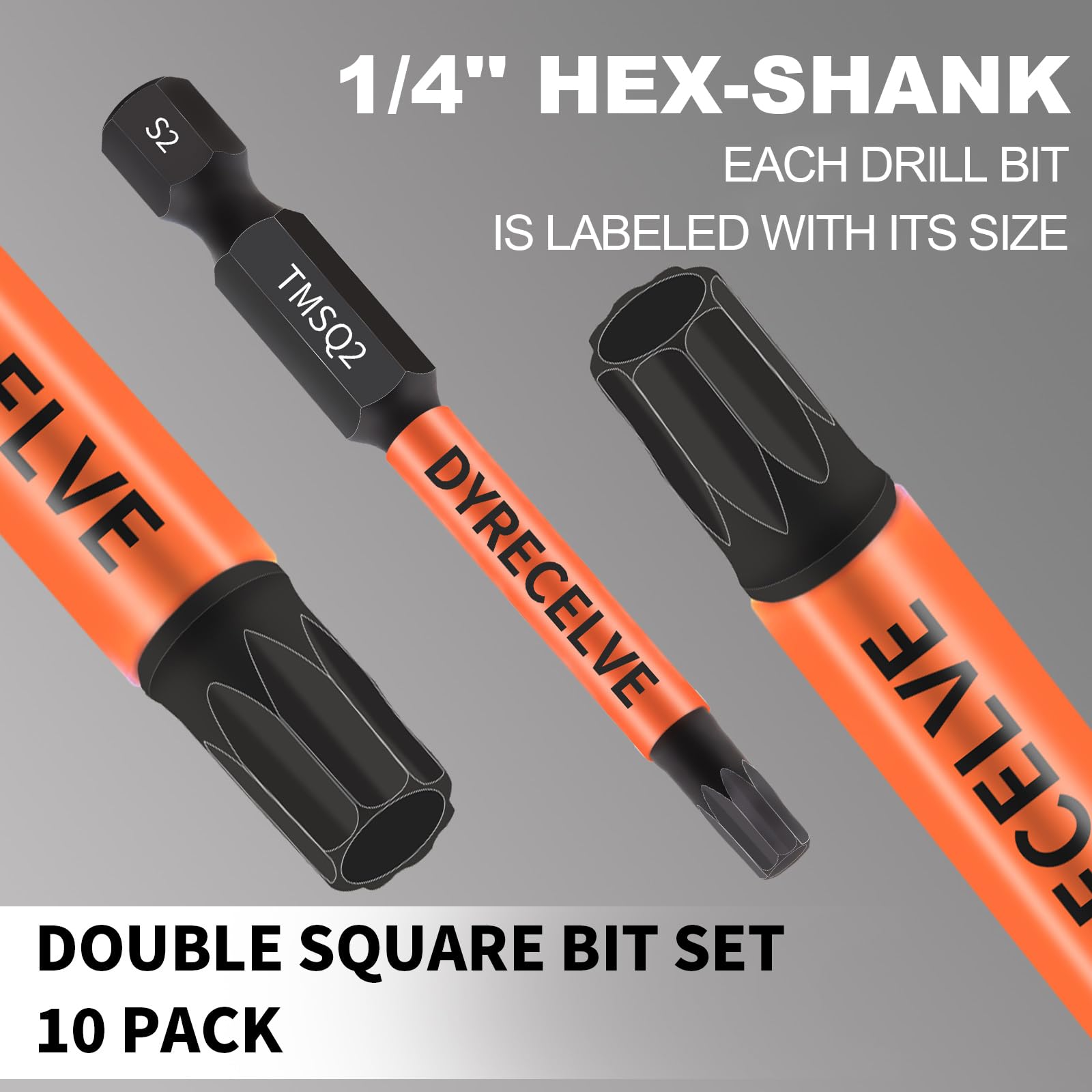 10-Pack 8 Point Star Bit - Professional 8 Point Torx Bit (Magnetic Heads & Hex Shank) - Double Square Bit Set Made of Premium S2 Alloy Steel - 8 Point Star Bit for Trailer - Sizes #1, #2 and #3