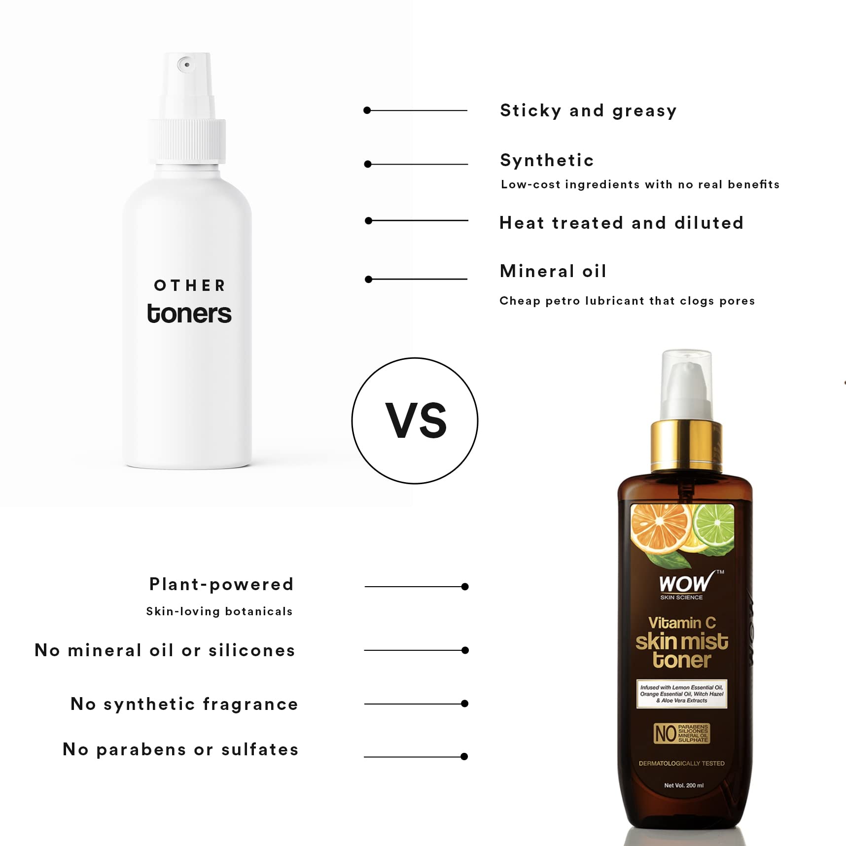 WOW Skin Science Vitamin C Mist Toner - Fight Aging, Facial Mist for Dull, Dry Skin - for All Skin Types - 200ml