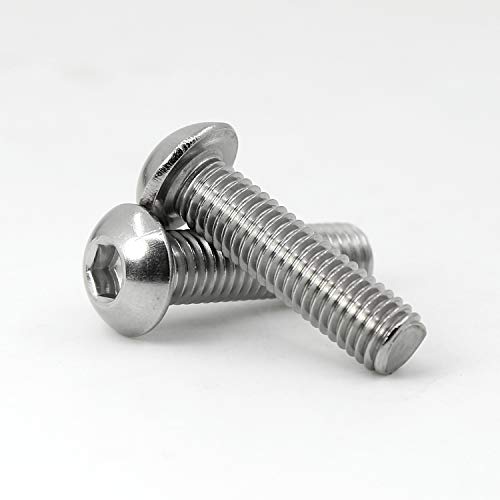 1/4-20 x 1/2" Button Head Socket Cap Bolts Screws, 304 Stainless Steel 18-8, Allen Hex Drive, Fully Machine Thread, Bright Finish, 50 PCS