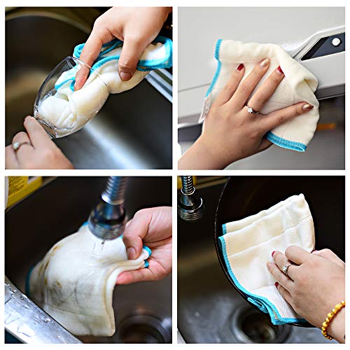 10 Pcs Kitchen Dish Cloths Set, Premiunm Bamboo Fiber Dishcloth Towels. Reusable and Absorbent Dish Cloths & Dish Towels,Suitable for Kitchen Bathroom and Cleaning Counters,(12” x 12”)