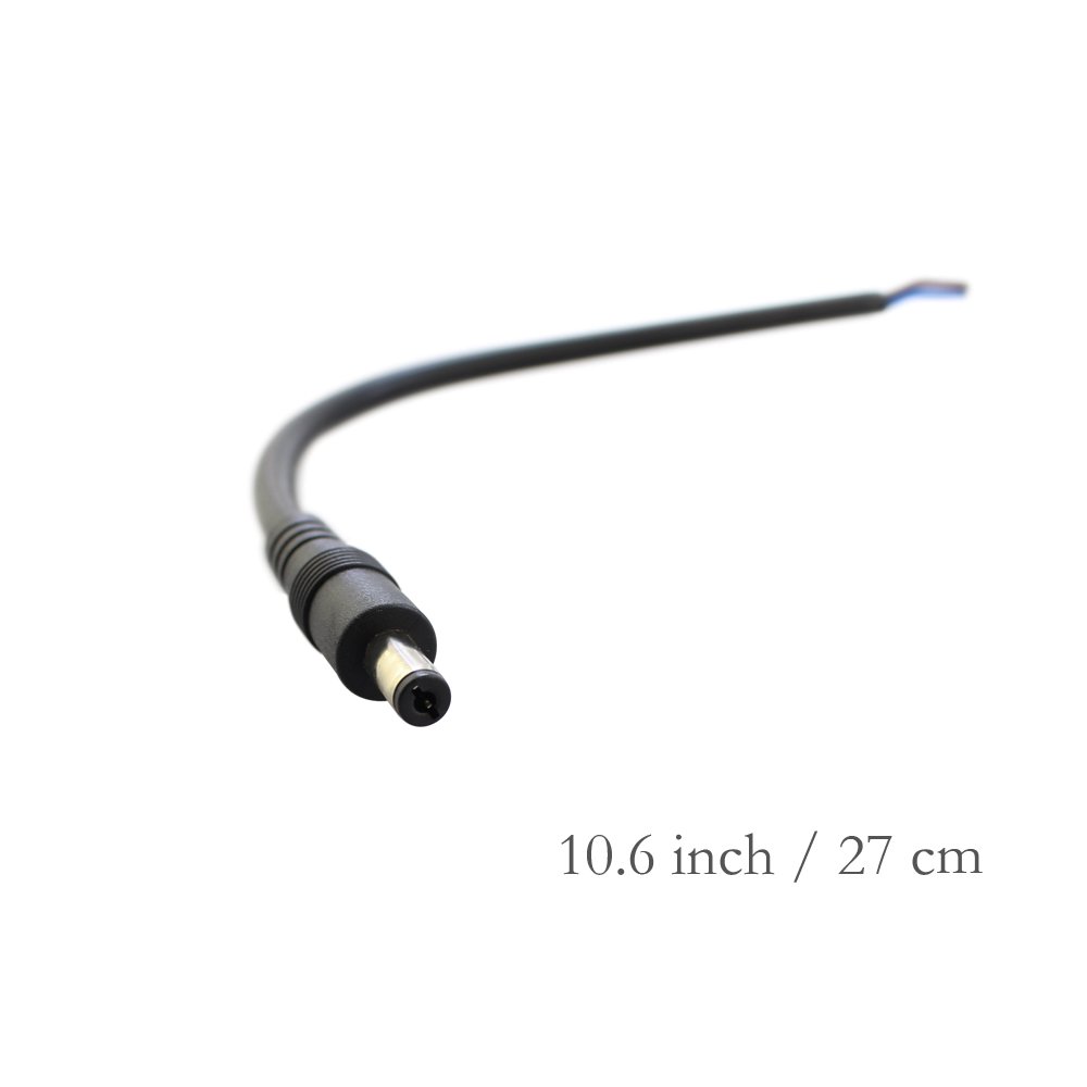 18 AWG DC Power Pigtail Cable, 2.1mm x 5.5mm Barrel Plug Wire Male&Female Connectors for CCTV Security Camera and Led Lighting Power Adapter by SIM&NAT, Pack of 10