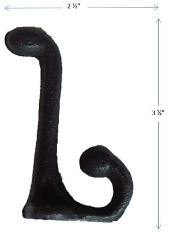 20 Cast Iron Black School Hat Coat Rack Hall Tree Hooks 3 1/4" Length