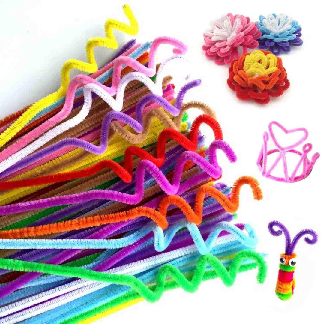 100pcs Pipe Cleaners Chenille Stems for DIY Art Supplies Craft Projects 6mmx30cm Christmas Pipe Cleaners Decoration, Yellow