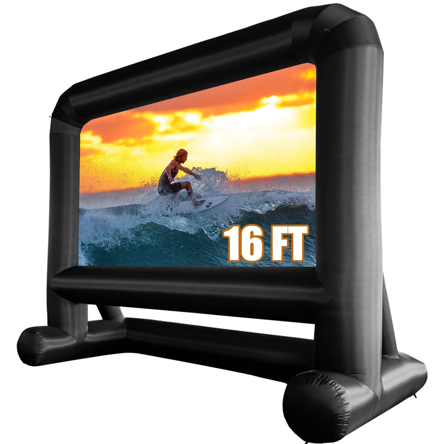 16 FT Outdoor Inflatable Projector Screen β One-Piece Design, Easy Setup Blow-Up Screen with Quiet Fan, Perfect for Backyard Movie Nights & Events (Stable Base)