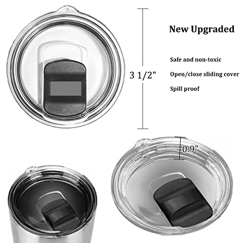 2 Pack 20 oz Magnetic Tumbler Lid with 2 Replacement Magnetic Slider for YETI Rambler, Ozark Trail Spill Proof Tumbler Cover