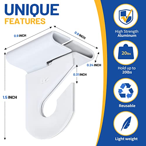 10 Pairs Drop Ceiling Hooks for Hanging,Suspended Track Ceiling Hanging Hooks,White Ceiling Tile Hooks,Classroom Ceiling Hooks,Hold up to 20 lbs, 1" W x 1½" H
