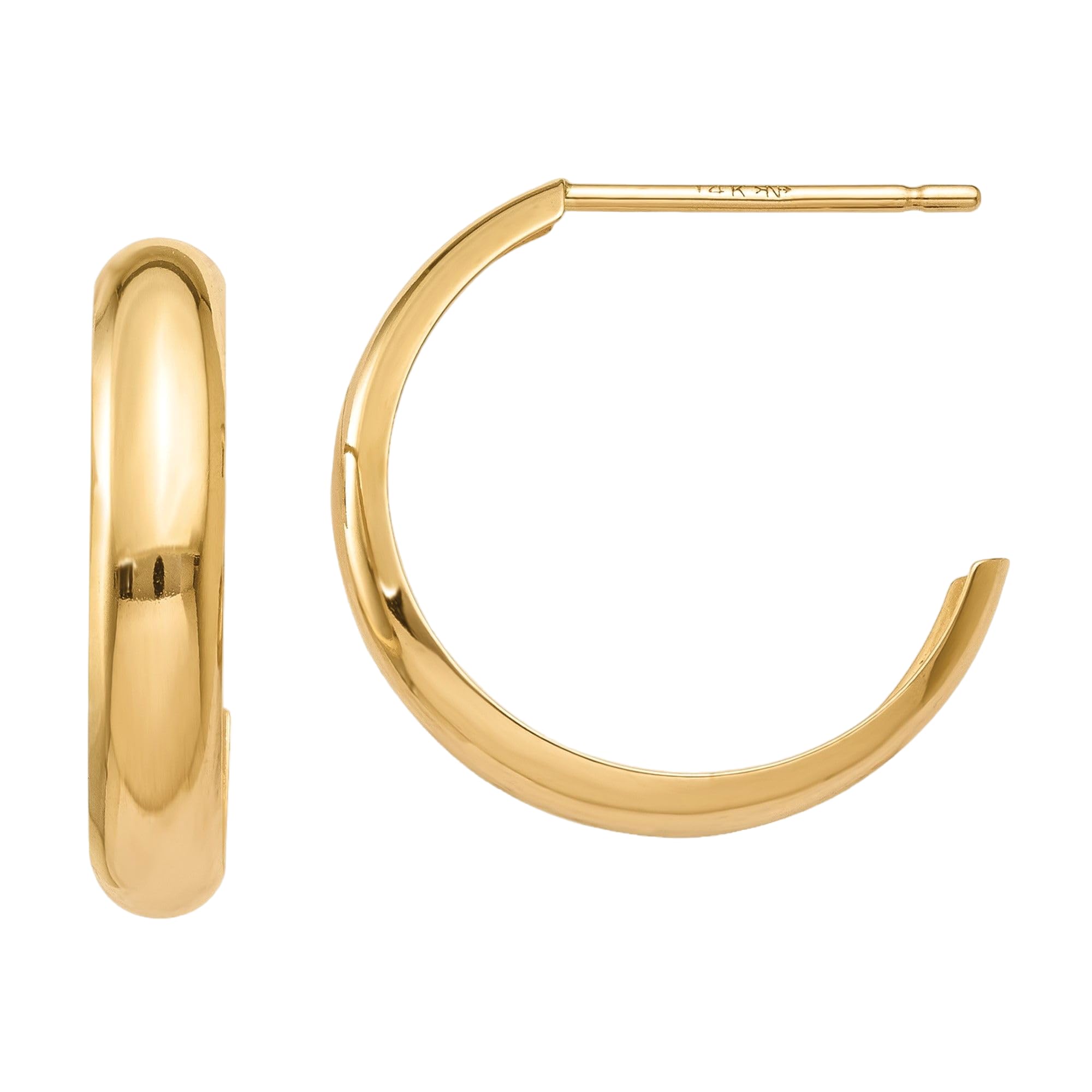 14K Solid Yellow Gold 3.5mm J Small Hoop Earrings