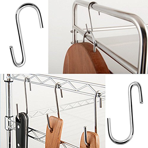 20 Pack Heavy Duty S Hooks Stainless Steel S Shaped Hooks Hanging Hangers for Kitchenware Spoons Pans Pots Utensils Clothes Bags Towers Tools Plants (Silver)