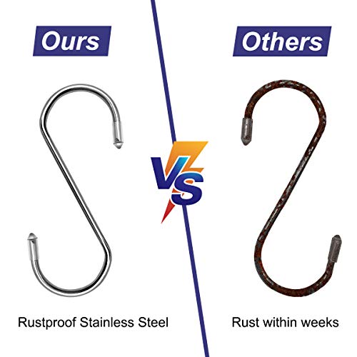 18 Pack S Shaped Hooks, Heavy Duty Stainless Steel S Hooks, Hangers Hanging Hooks for Hanging Pots and Pans,Towels,Clothes,Plants in Home Kitchen Bathroom Bedroom Garden, (2.8",3.5",4.3",Each 6 Pack)