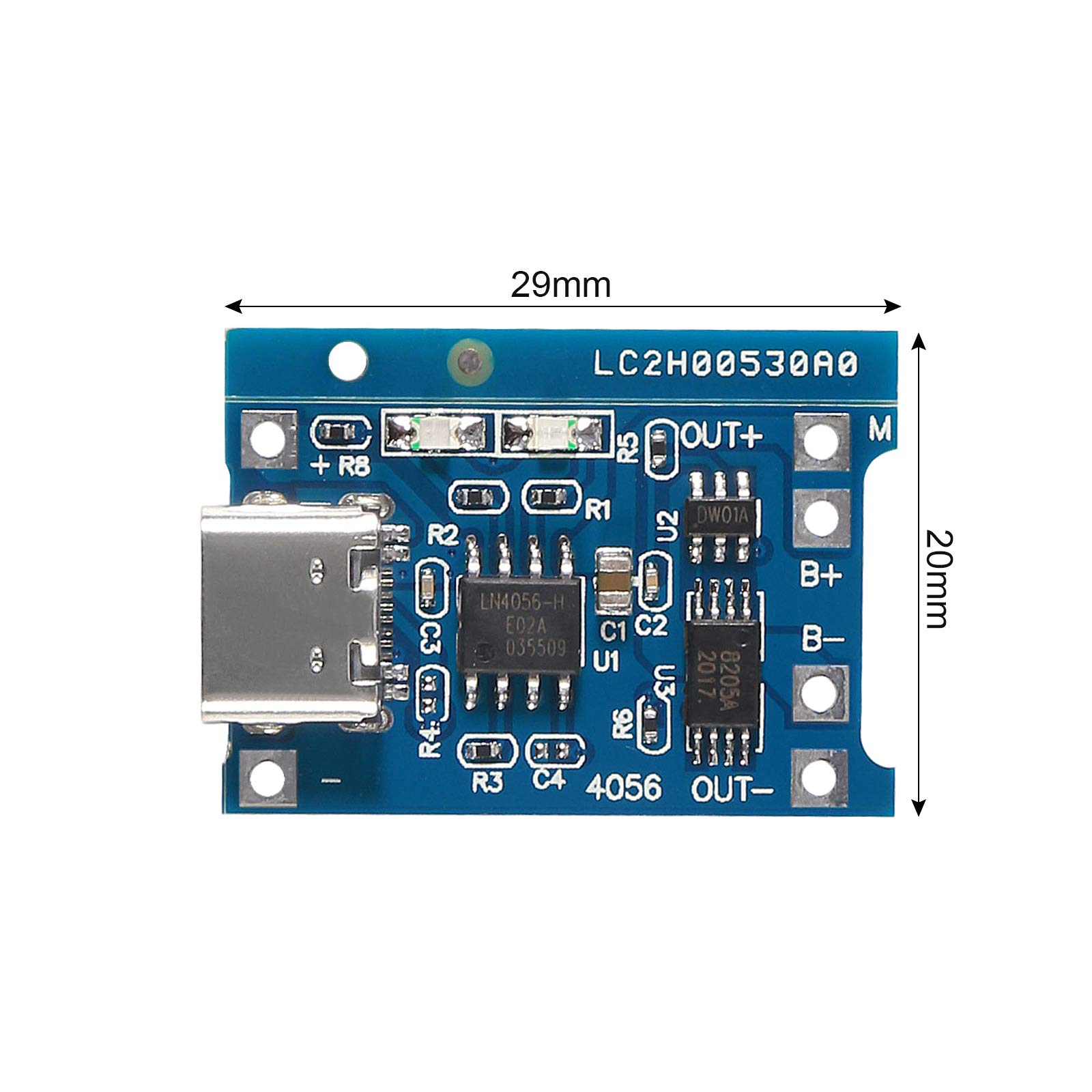 15pcs 5V 1A TP4056 Charging Module Type-C USB 18650 Lithium Battery Charger Board with Protection (Type-C USB)