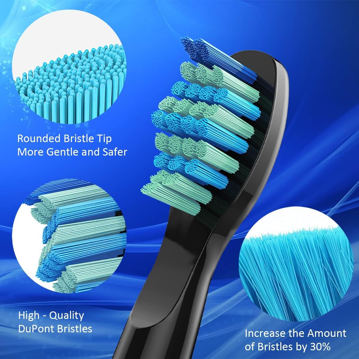 10 Pack Toothbrush Replacement Heads Compatible with Fairywill FW-507/508/515/551/917/959/2011, FW-D1/FW-D3/FW-D7/FW-D8, Most SG Series, HP126A, TB-5 Medium Soft Bristles Brush