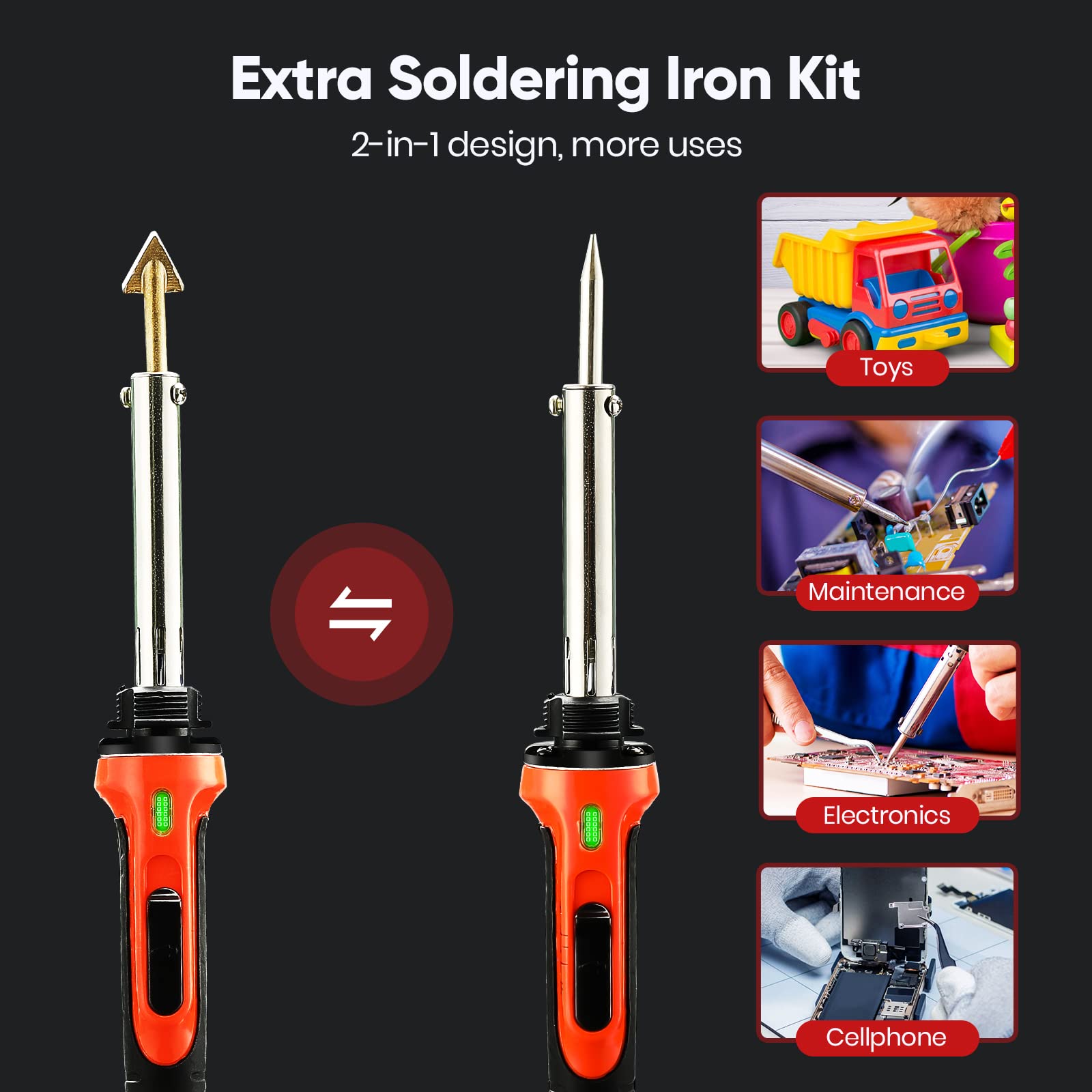 100W Plastic Welding Kit with Soldering Iron Tips, Fast Heating 2-in-1 Plastic Welder & Soldering Iron Gun, Temperature Control with Indicator for DIY, Car Bumper, Dashboard, Kayak, Canoe Repair Tool