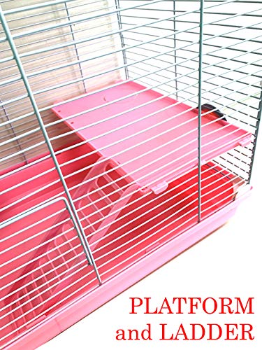 2 Floor Syrian Hamster Habitat Rodent Gerbil Mouse Mice Rats Animal Cage (19 x 12 x 15 H, Pink)