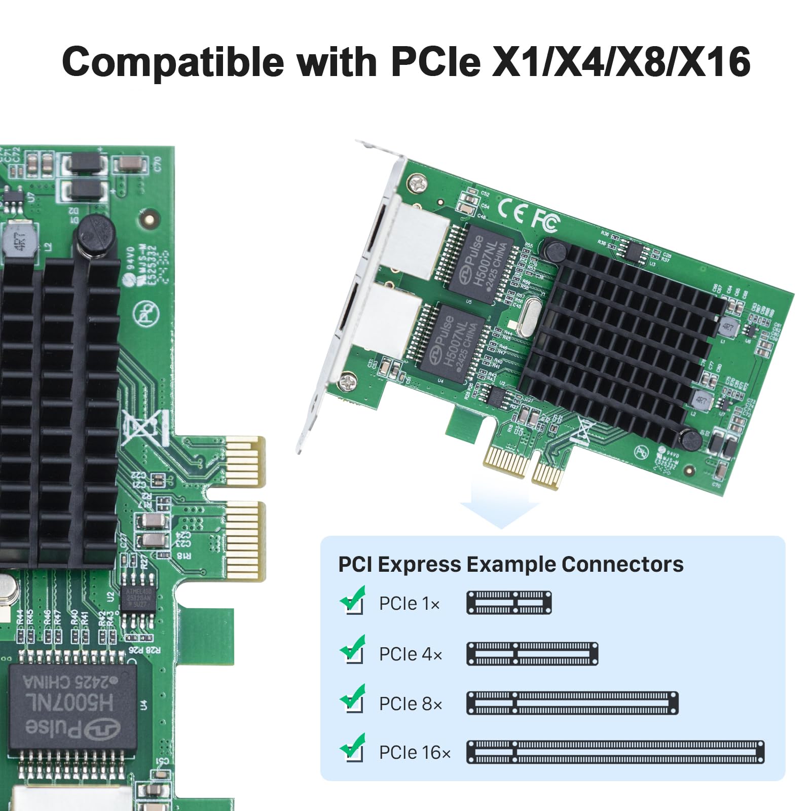 10/100/1000Mbps Gigabit Ethernet Converged Network Adapter (NIC) with Intel 82576 Chip, Ethernet PCI Express Network Card, Dual RJ45 Copper Ports, PCI Express 2.0 X1, Compare to Intel E1G42ET