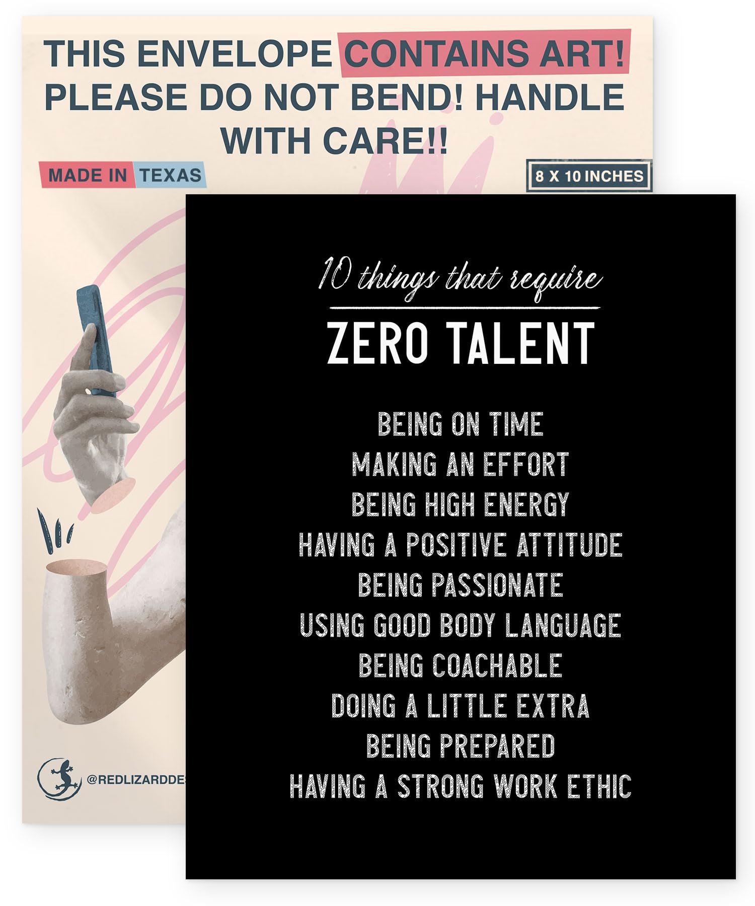 10 Things That Require Zero Talent Poster - Motivational Wall Decor - Office Wall Art - Motivational Wall Art - Inspirational Quote Poster - Designed & Printed in Texas, 8x10 Glossy Photo Paper